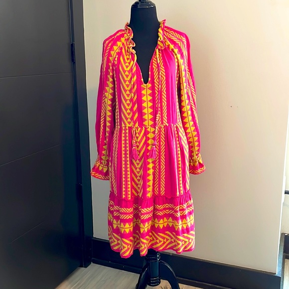 Maeve | Dresses | Anthropologie Maeve Brand Dress Pink And Yellow ...